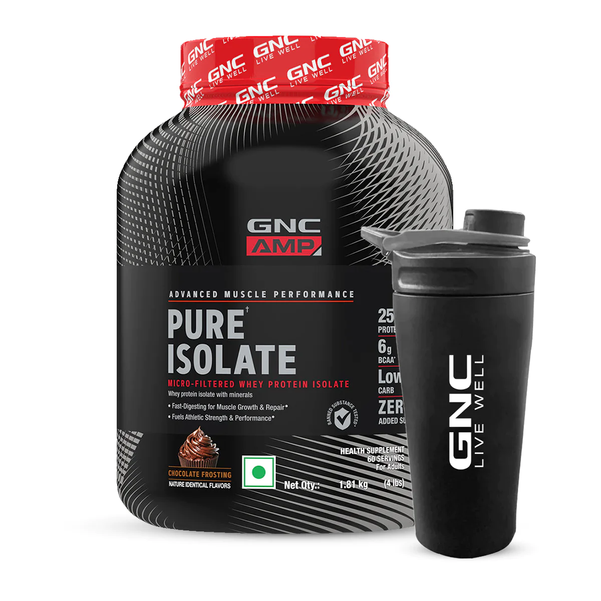 GNC AMP Pure Isolate 4 lbs (Zero Carb) with Shaker - Fa Supplements